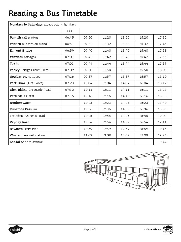 Reading A Bus Timetable Go Respond Activity Sheet | PDF | Public ...