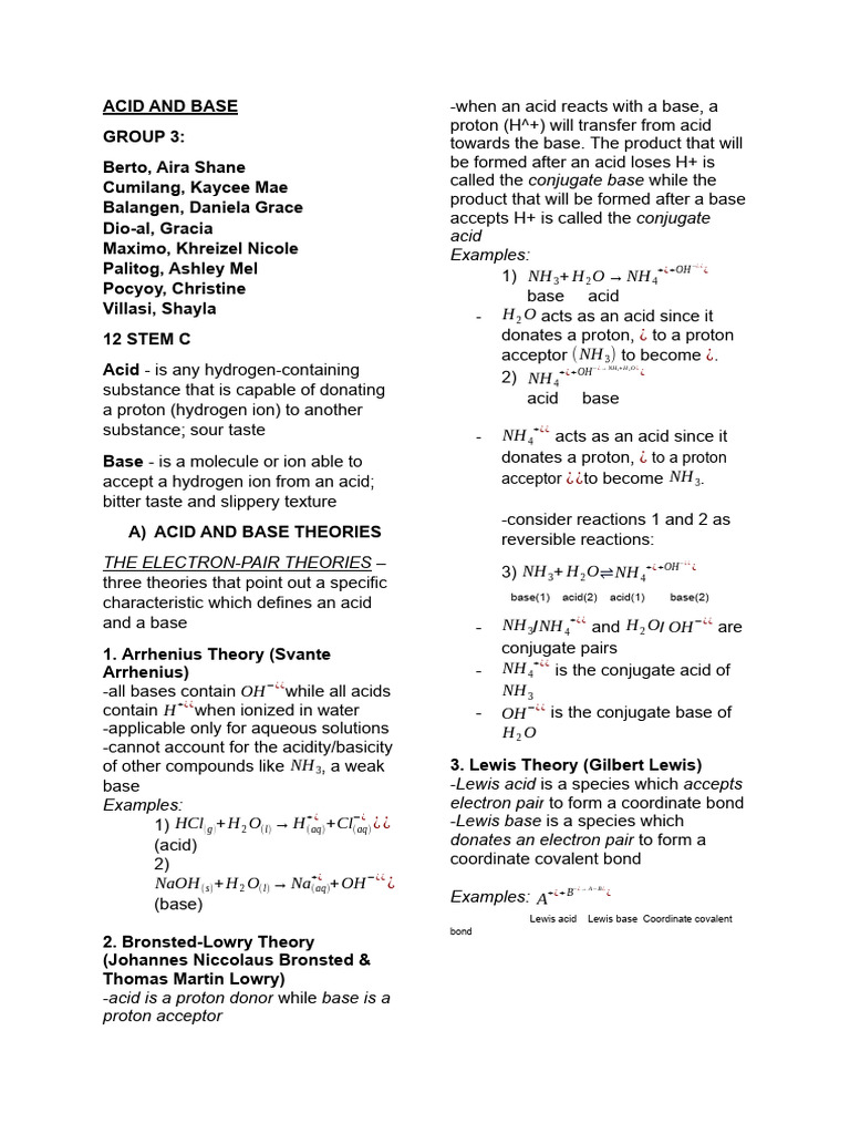 Acid And Base Pdf Acid Hydroxide