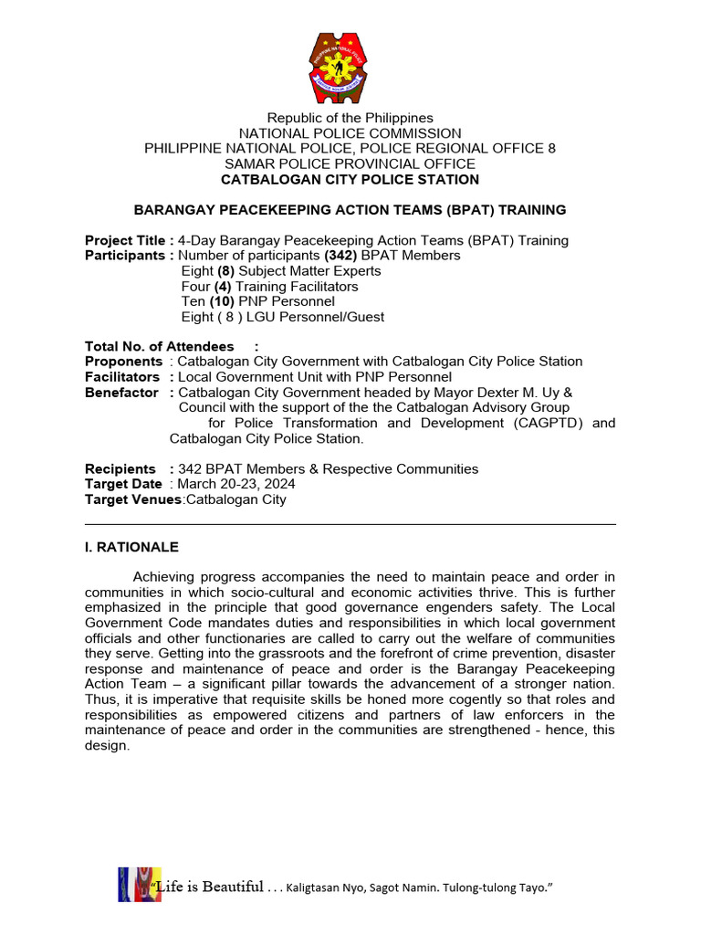 2024 BPATS PROPOSAL With BDUGETTARY REQUIREMENTS | PDF | Police ...