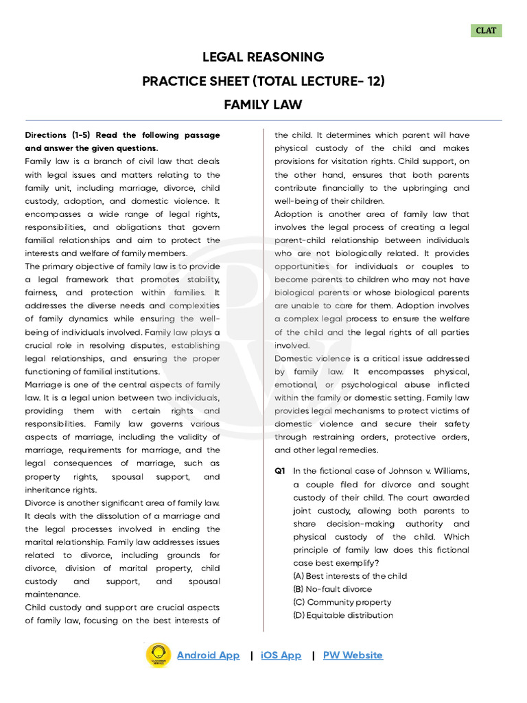 Family Law Overview and Key Concepts | PDF | Divorce | Marriage