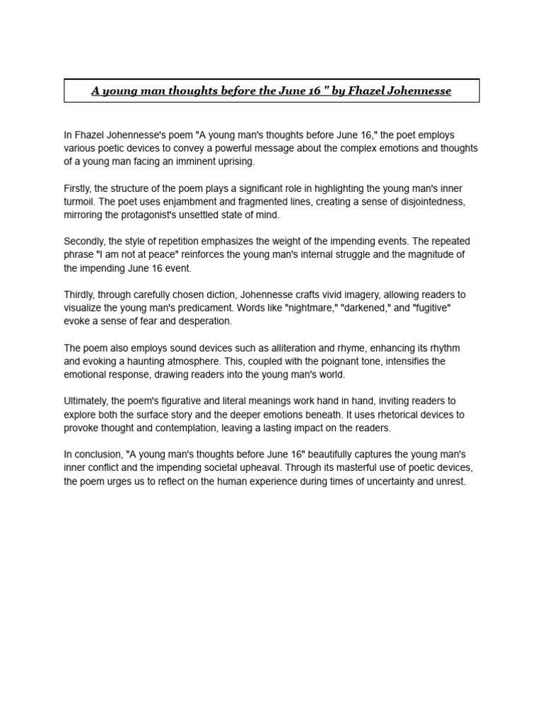 Young Man's Thoughts on June 16 Uprising | PDF