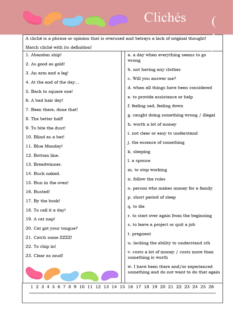 Cliches 1 Grammar Drills | PDF