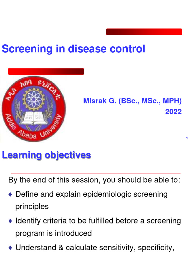 9 Screening in Disease Control | PDF | Sensitivity And Specificity ...