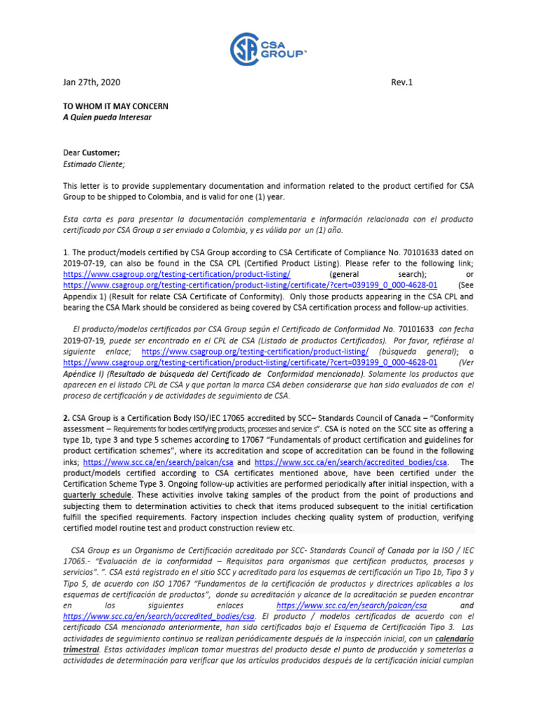 CSA Letters Motor Starters 2020 | PDF