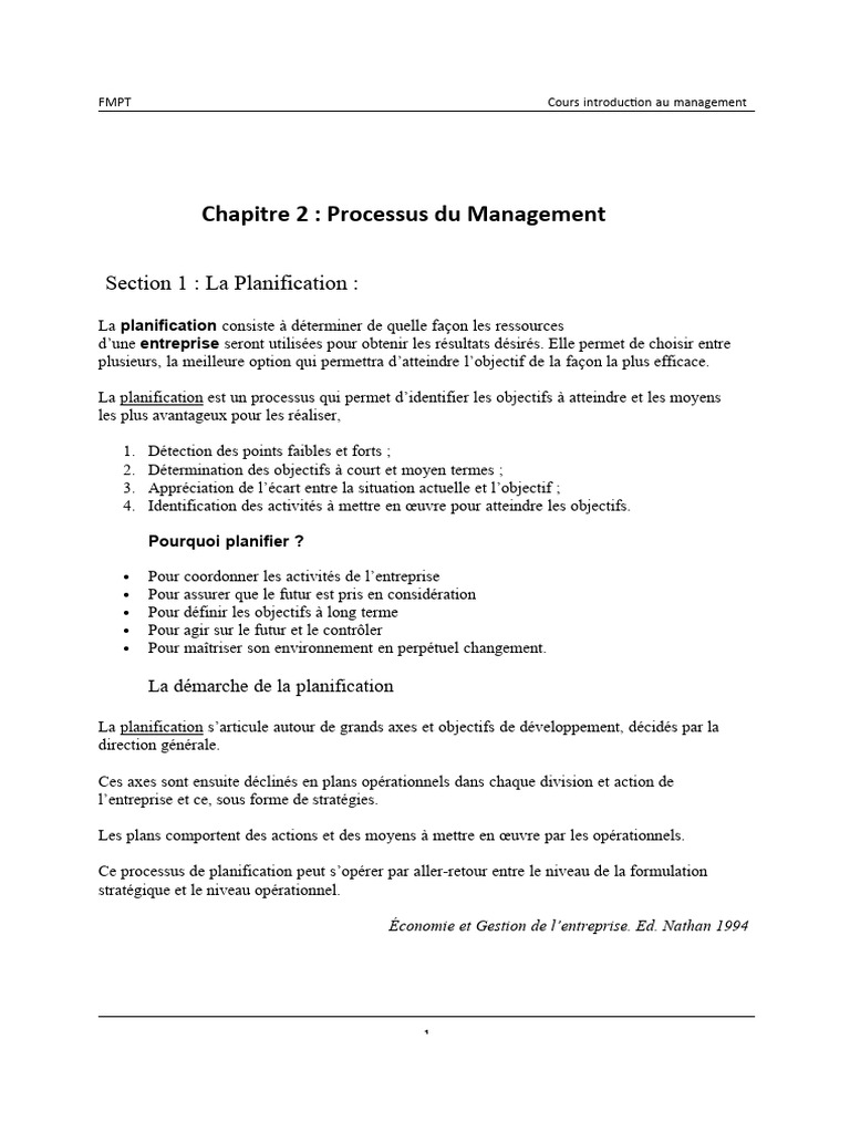 Processus de Management et Planification | PDF | Motivation | Motivant