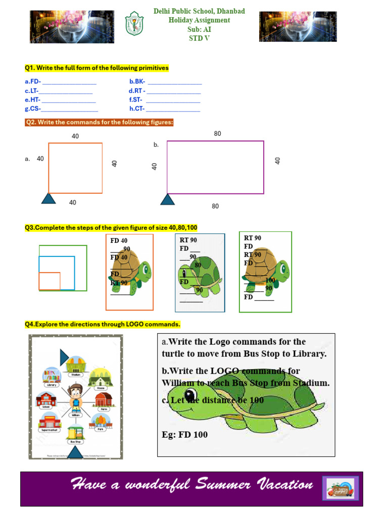 STD V AI (Holiday Assignment) | PDF