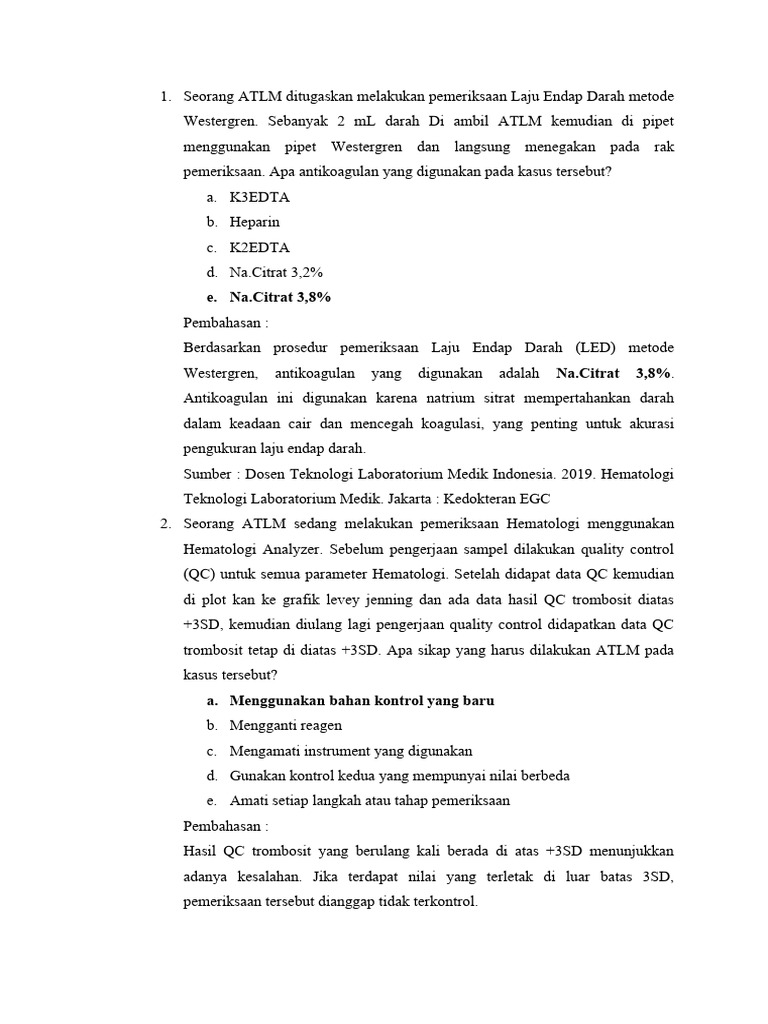 Antikoagulan dan Prosedur Hematologi ATLM | PDF