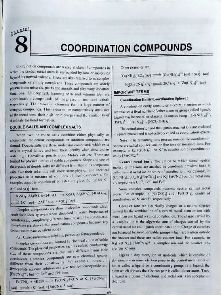 Co-Ordination Complex Compounds | PDF