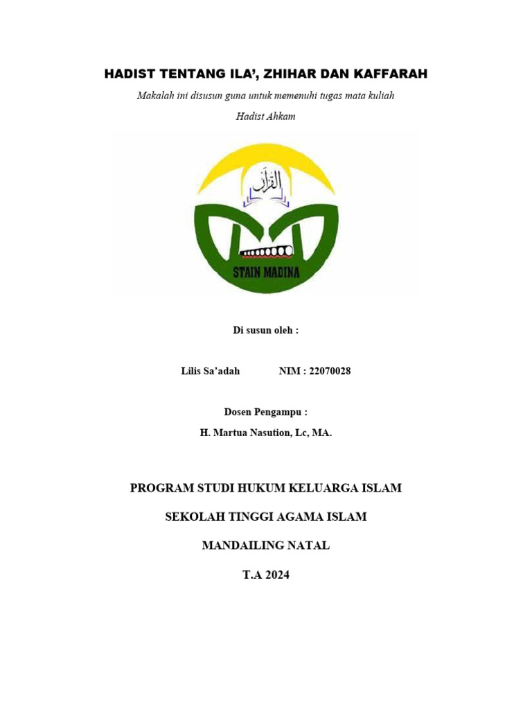 Hadist Ila’, Zhihar, dan Kaffarah dalam Islam | PDF | Agama & Spiritualitas