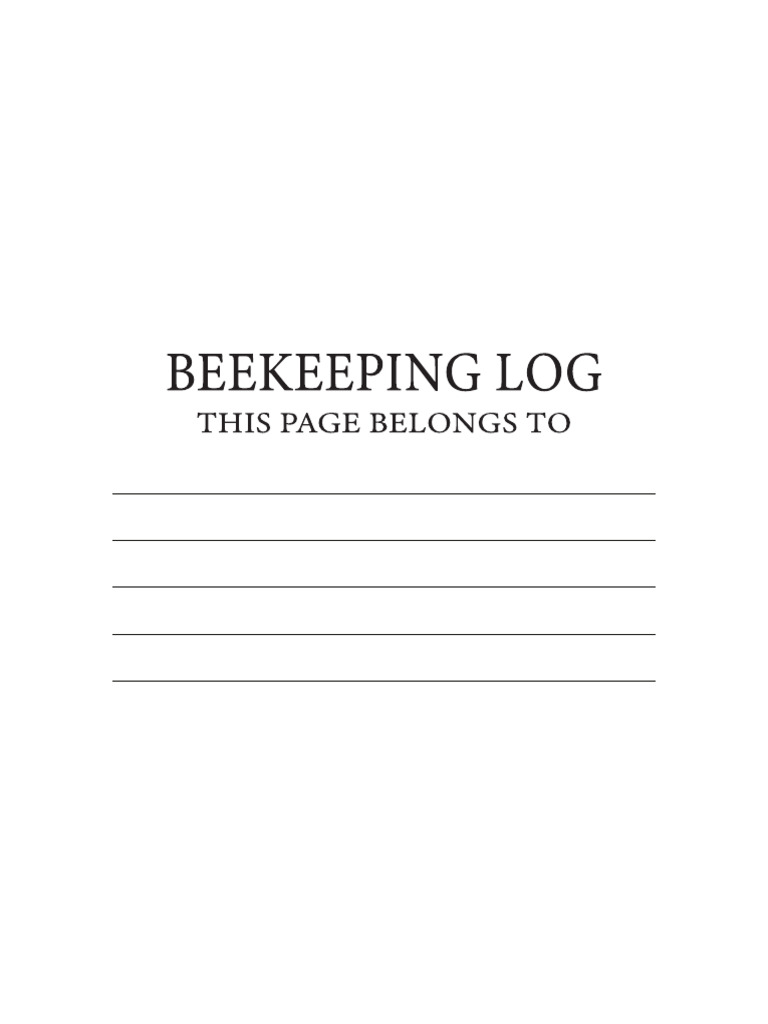 Bee Keeping Log Book 120 Pages | PDF