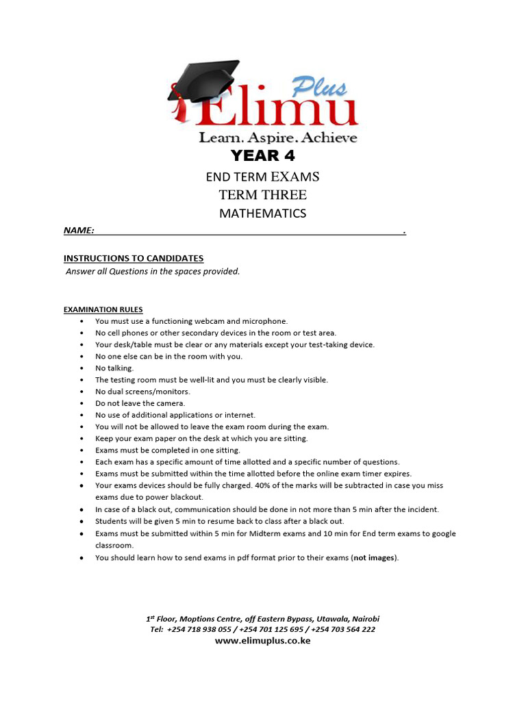 End Term Math Year 4 | PDF