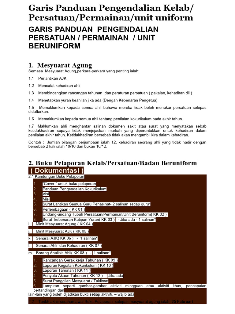 Garis Panduan Persatuan | PDF