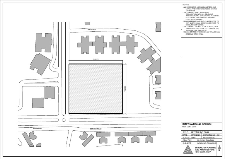 Setting Out Plan Noida School | PDF