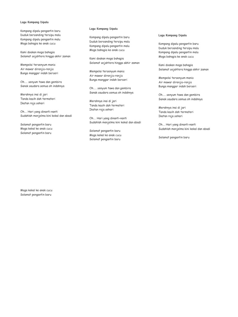 Lirik Lagu Kompang Pengantin Baru | PDF