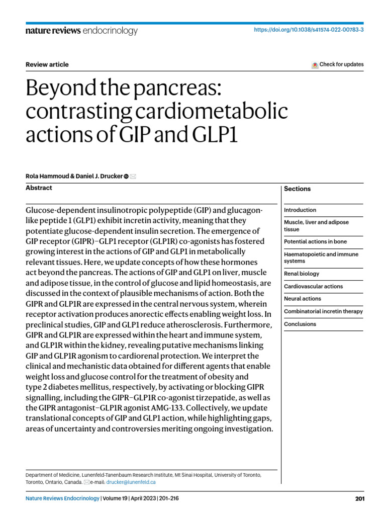 GIP and GLP1: Beyond Pancreatic Actions | PDF | Adipose Tissue | Inflammation