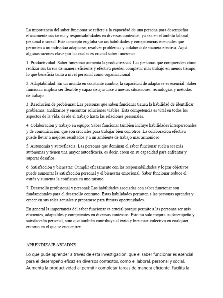 Importancia Ariadne | PDF | Autoeficacia | Las emociones