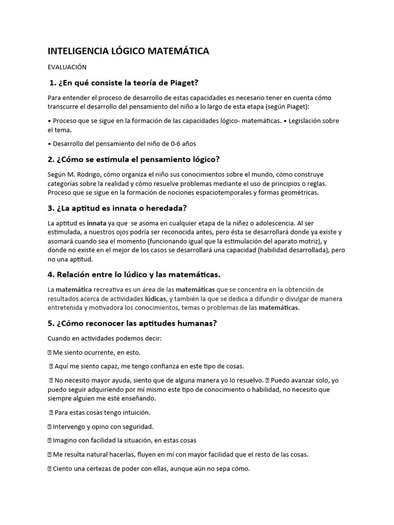 Inteligencia Lógico Matemática | PDF | Cerebro | Hemisferio cerebral