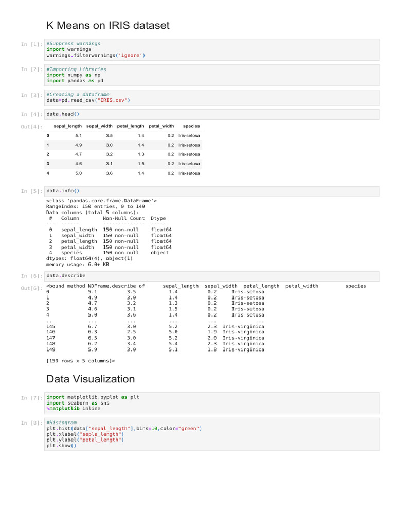K Means On IRIS Dataset | Download Free PDF | Data Analysis | Computer ...