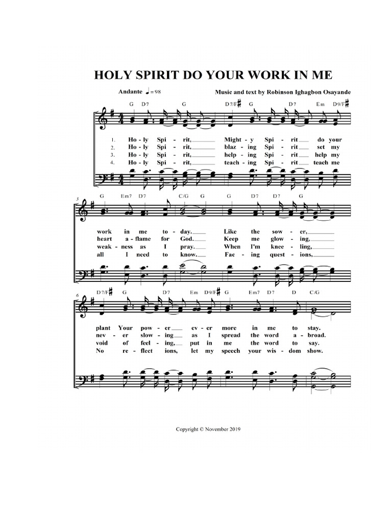 Holy Spirit Do Your Work in Me | PDF
