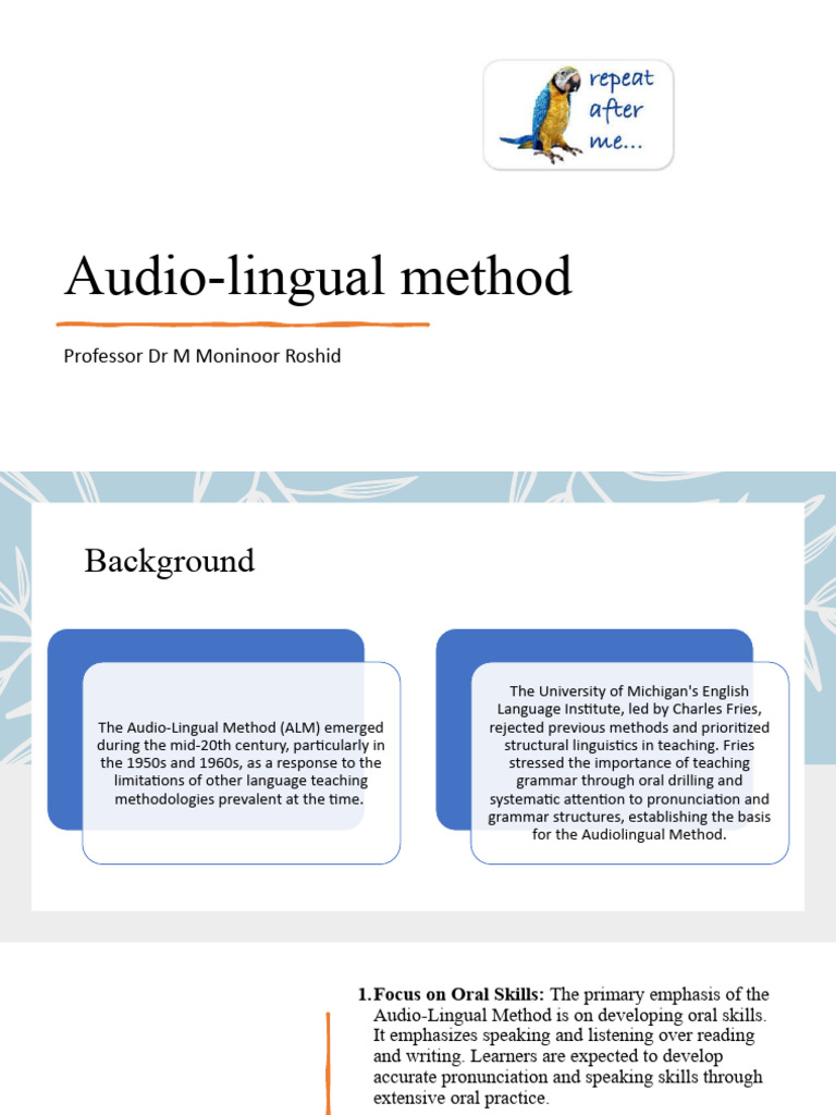 Lecture 4 - Audio-Lingual Method-1 | PDF | Learning | Linguistics