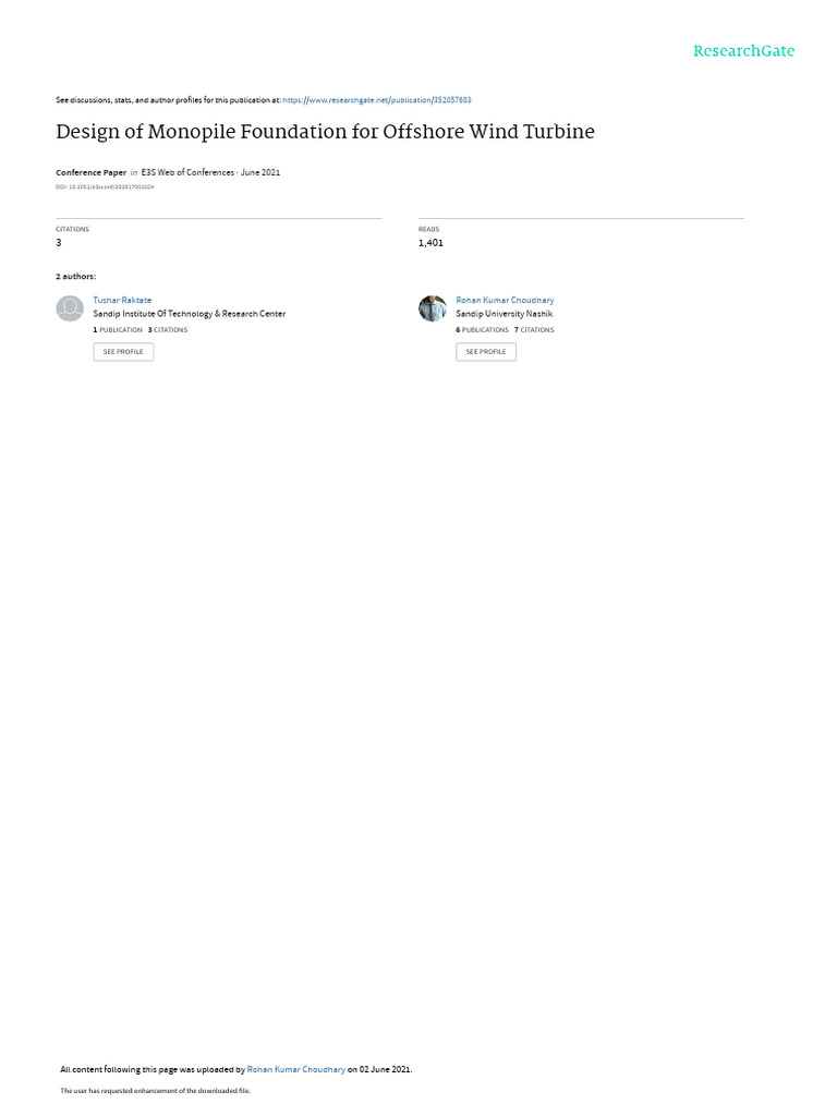 Design of Monopile Foundation For Offshore Wind Turbine | PDF ...