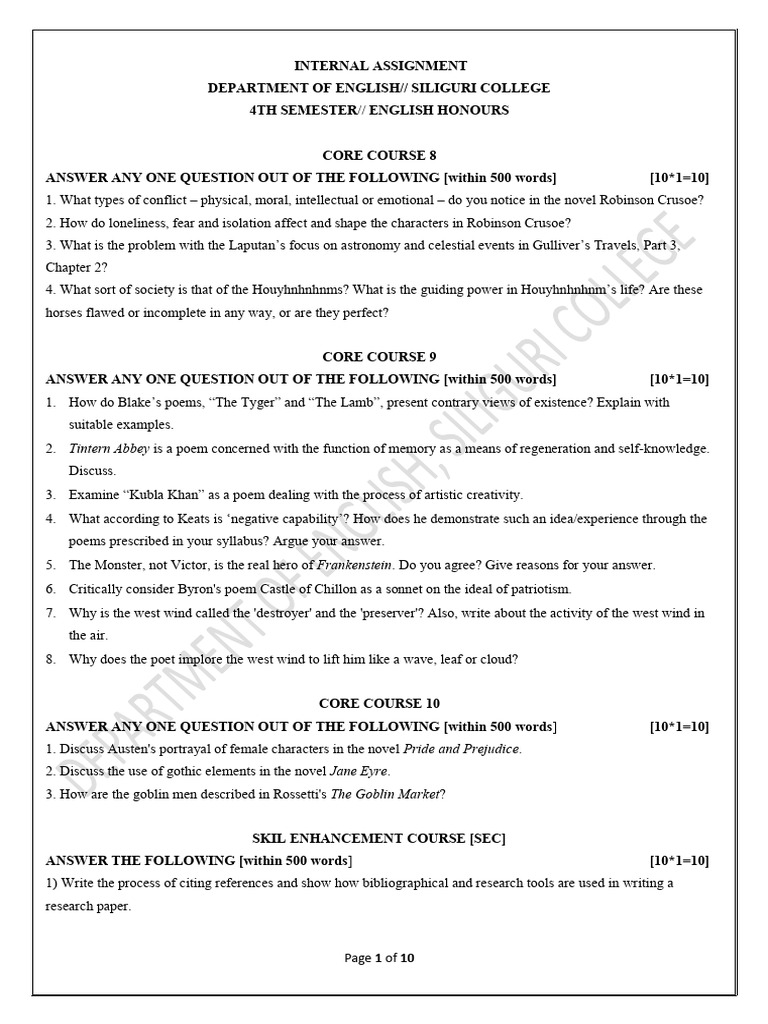 Dept Of English Even 2024 Pdf Poetry
