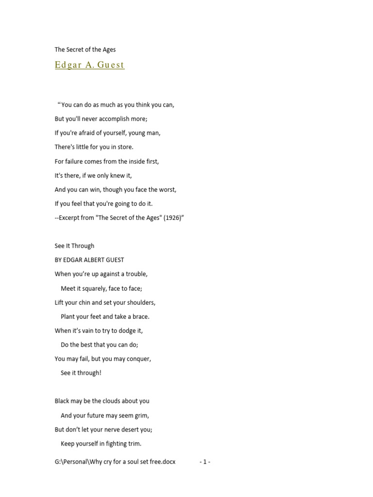 Edgar A. Guest's Inspirational Poems | PDF