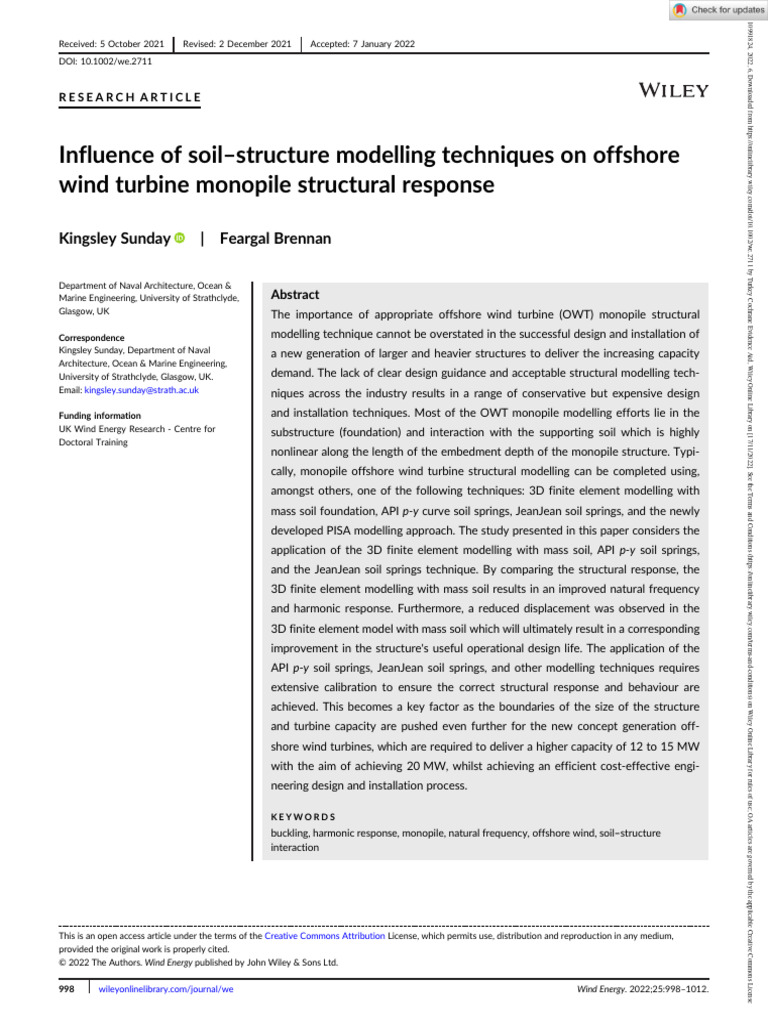 Influence of soil–structure modelling techniques on offshore wind turbine monopile structural ...