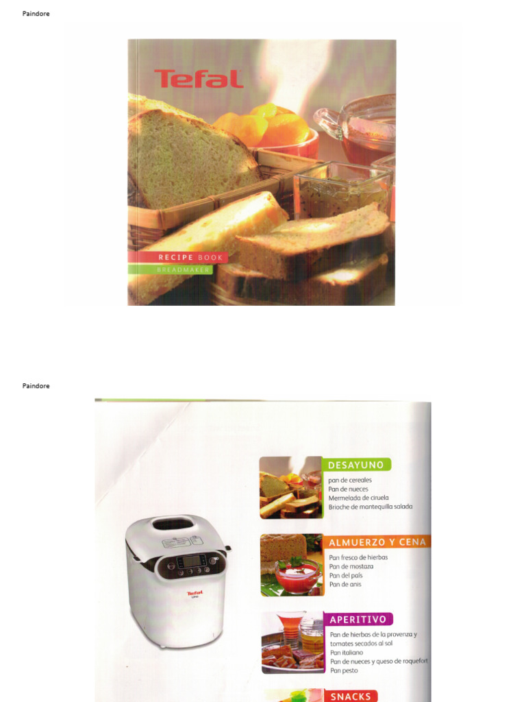 Recetario Maquina de Pan Tefal Uno | PDF