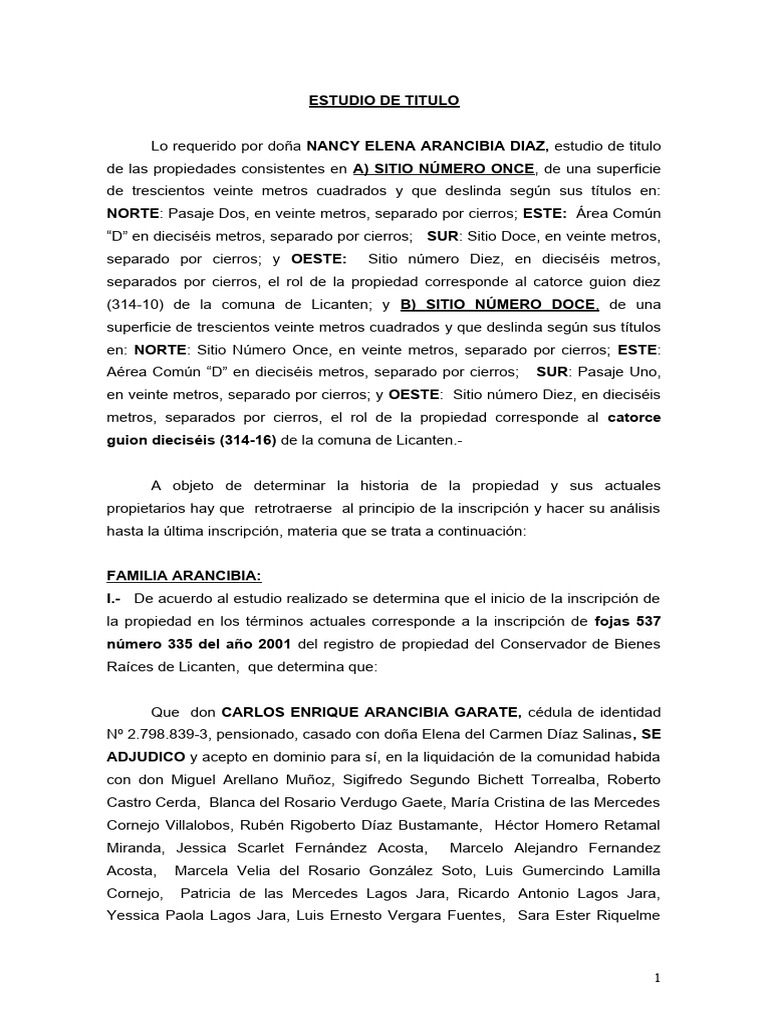 ESTUDIO DE TITULO Nancy Arancibia | PDF | Documento de identidad | Ley común