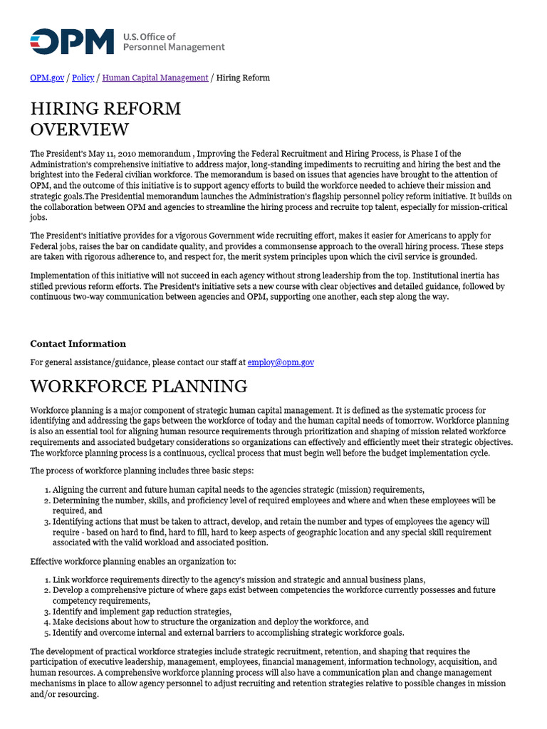 OPM - Office of Personnel Management - Hiring Reform | PDF ...