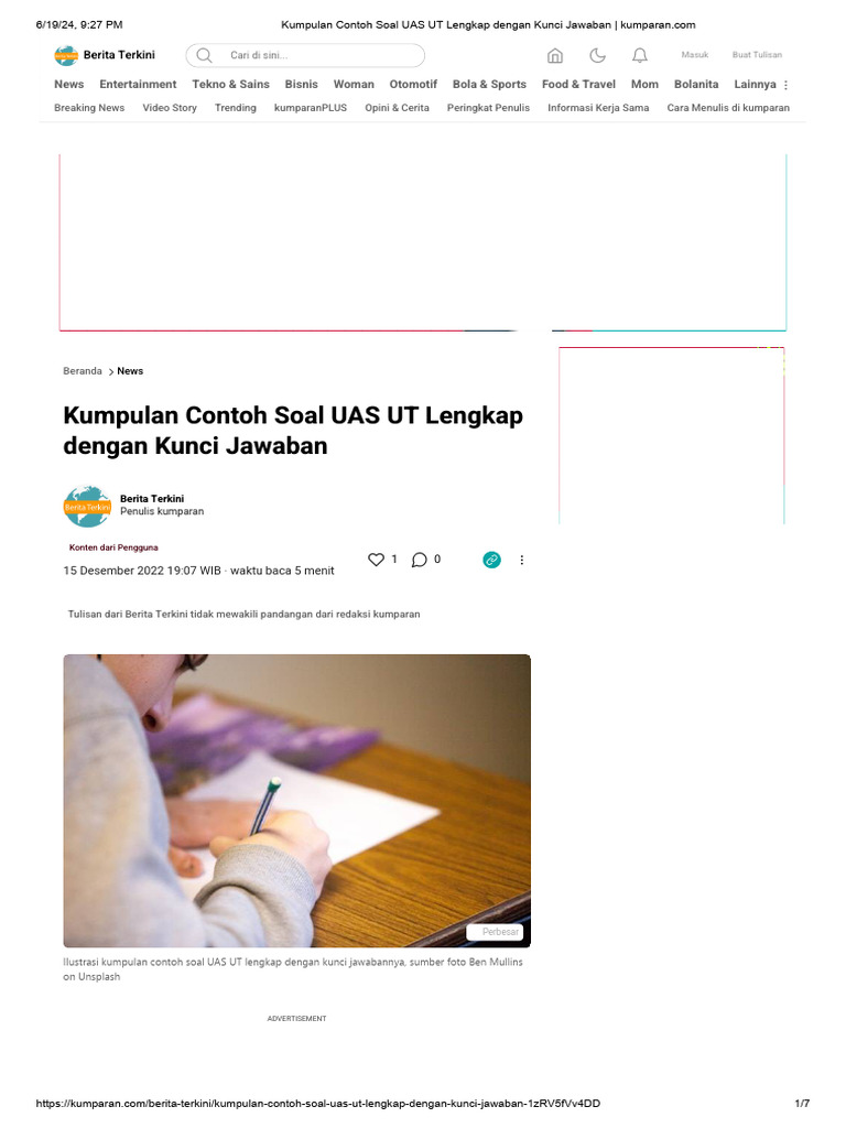 Kumpulan Contoh Soal Uas Ut Lengkap Dengan Kunci Jawaban Kumparan