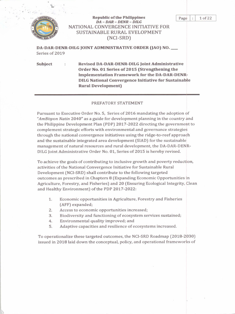 DA DAR DENR DILG JAO No 01 Series of 2020 | PDF