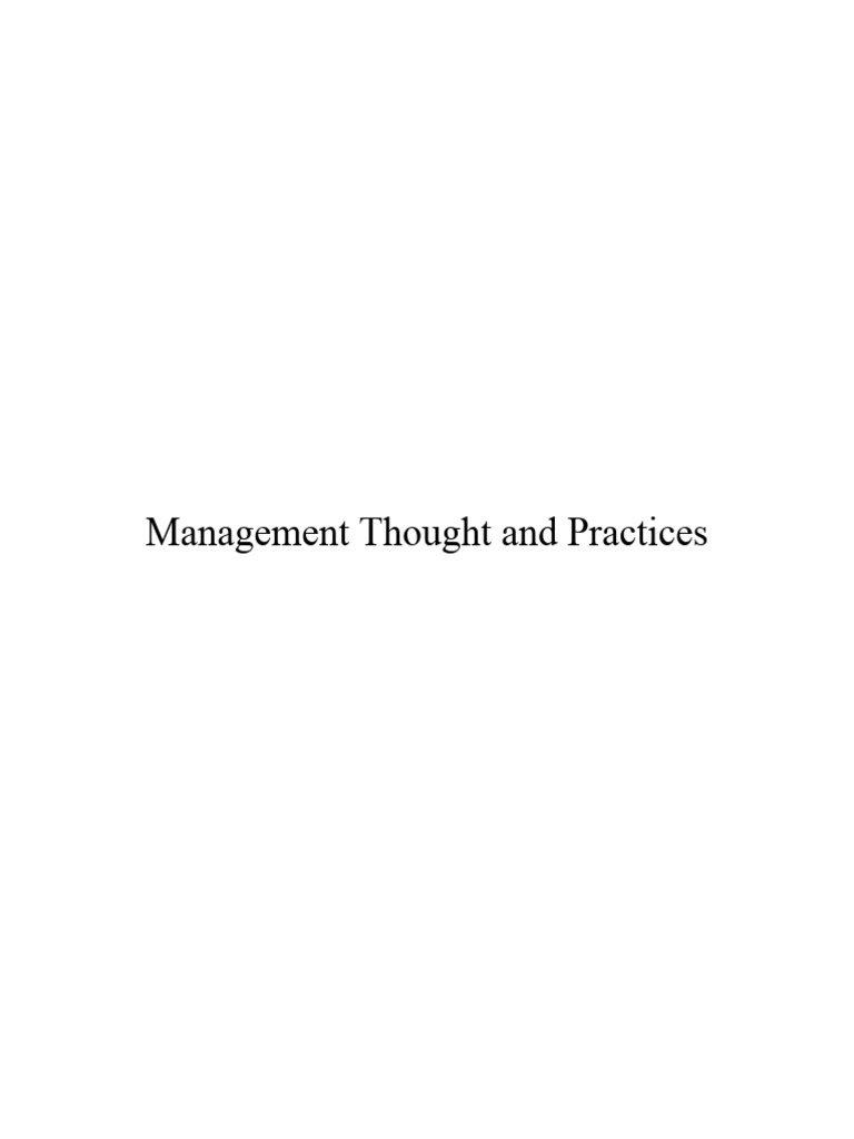 Management Thought and Practices | PDF | Operations Management | Employment