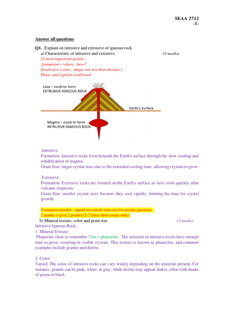 Geo Test and Answer Scheme | PDF | Rock (Geology) | Igneous Rock