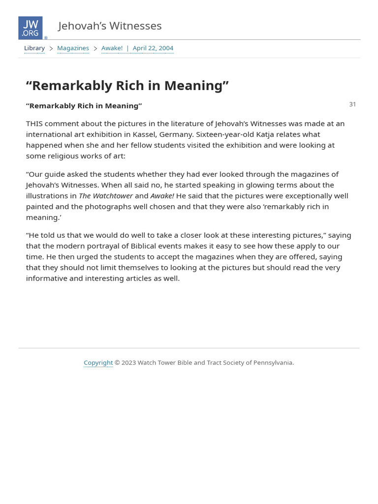 Remarkably Rich in Meaning | PDF