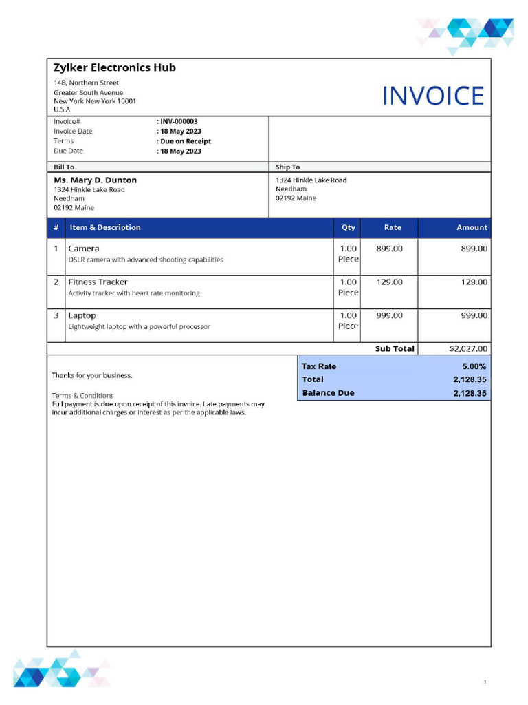 Excel Invoice Template 2x | PDF