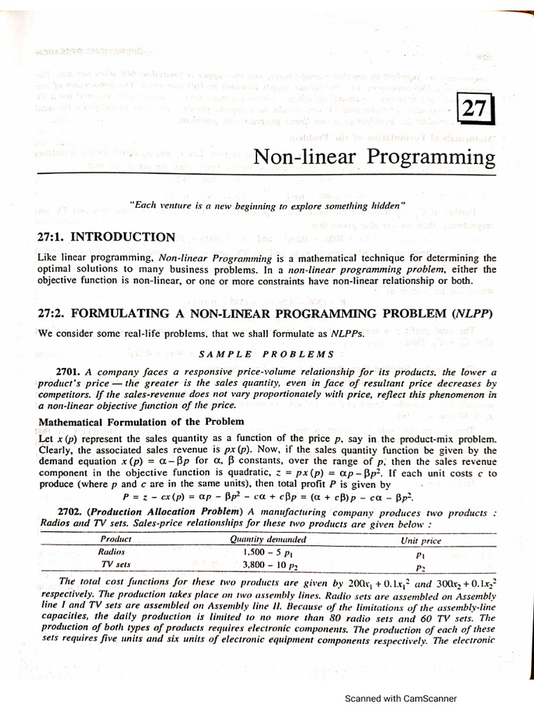 Non - Linear Programming-Kanti Swarup | PDF