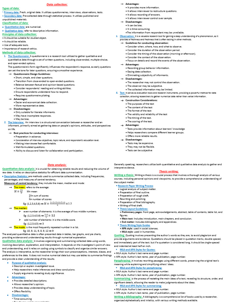 S2 RM Summary | PDF | Questionnaire | Data