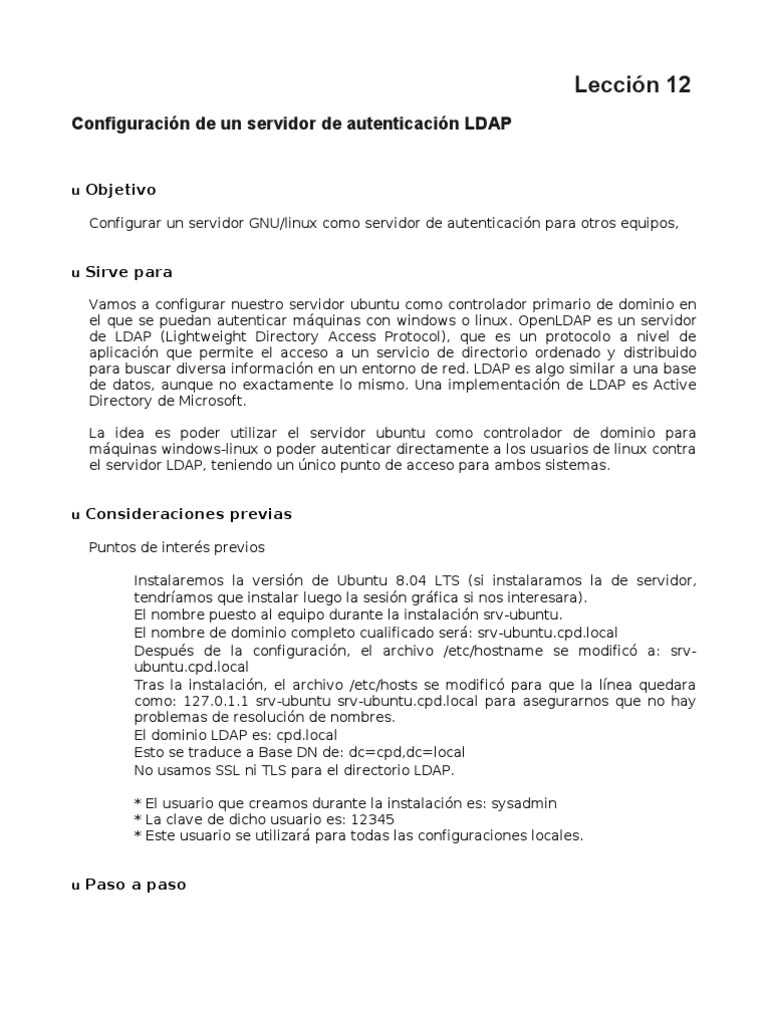 12 Servidor LDAP-Samba PDC | PDF | sistema de nombres de dominio | Autenticación