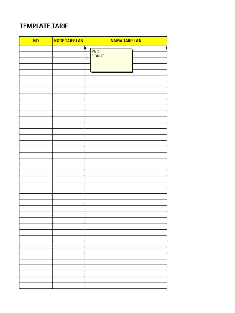 Template Tarif LAB | PDF