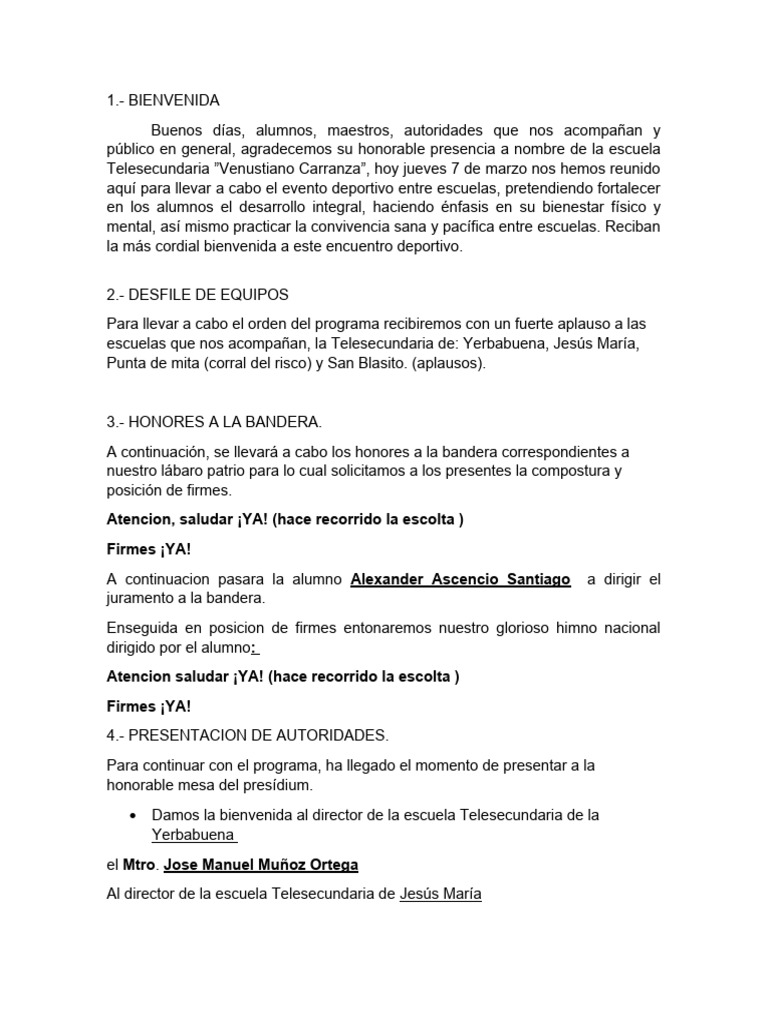 Programa Evento Deportivo | PDF