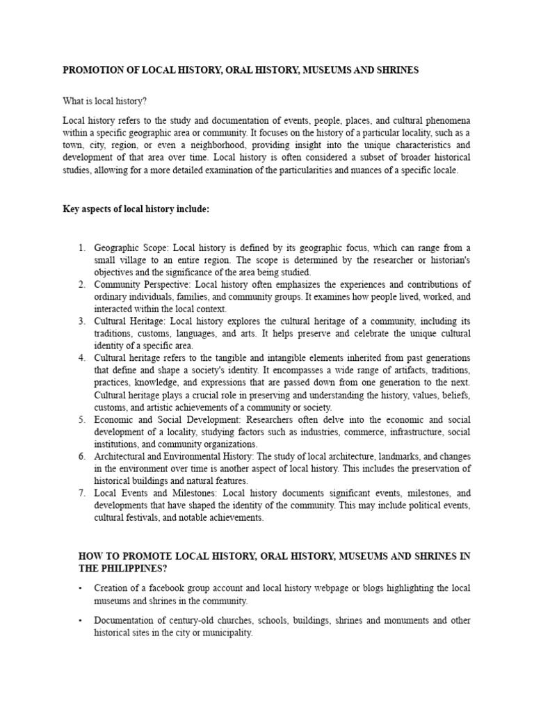 Promoting Local and Oral History in the Philippines | PDF | Cultural ...