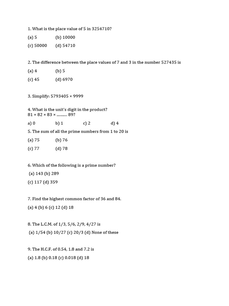 Number System KPR Day 1 (Final) | PDF | Division (Mathematics) | Numbers