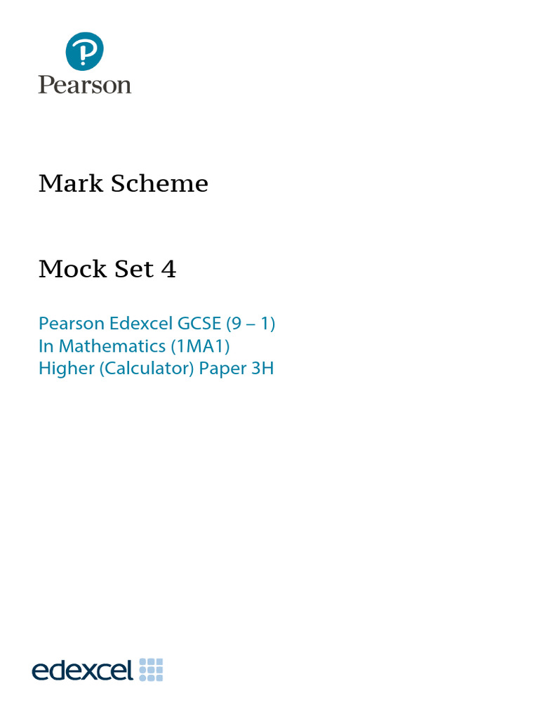 Mark Scheme Mock Set 4: Pearson Edexcel GCSE (9 - 1) in Mathematics ...
