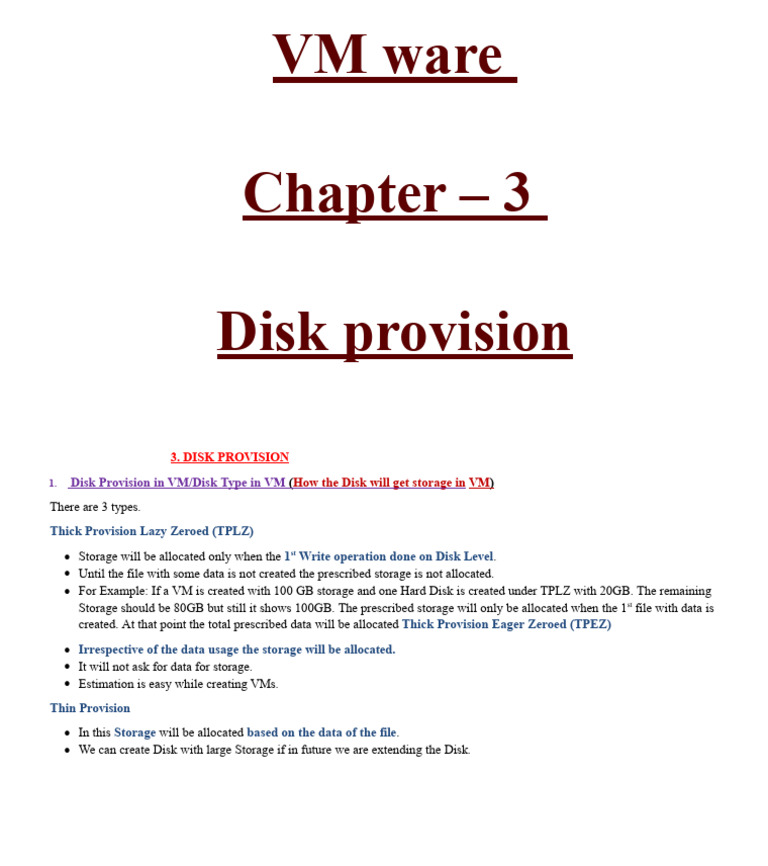 VM Ware Disk Provision | PDF
