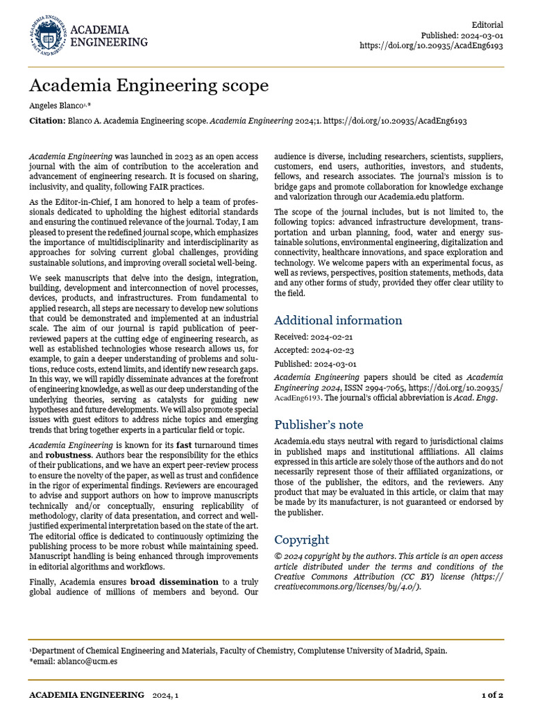 Academia Engineering Scope | PDF | Engineering | Open Access