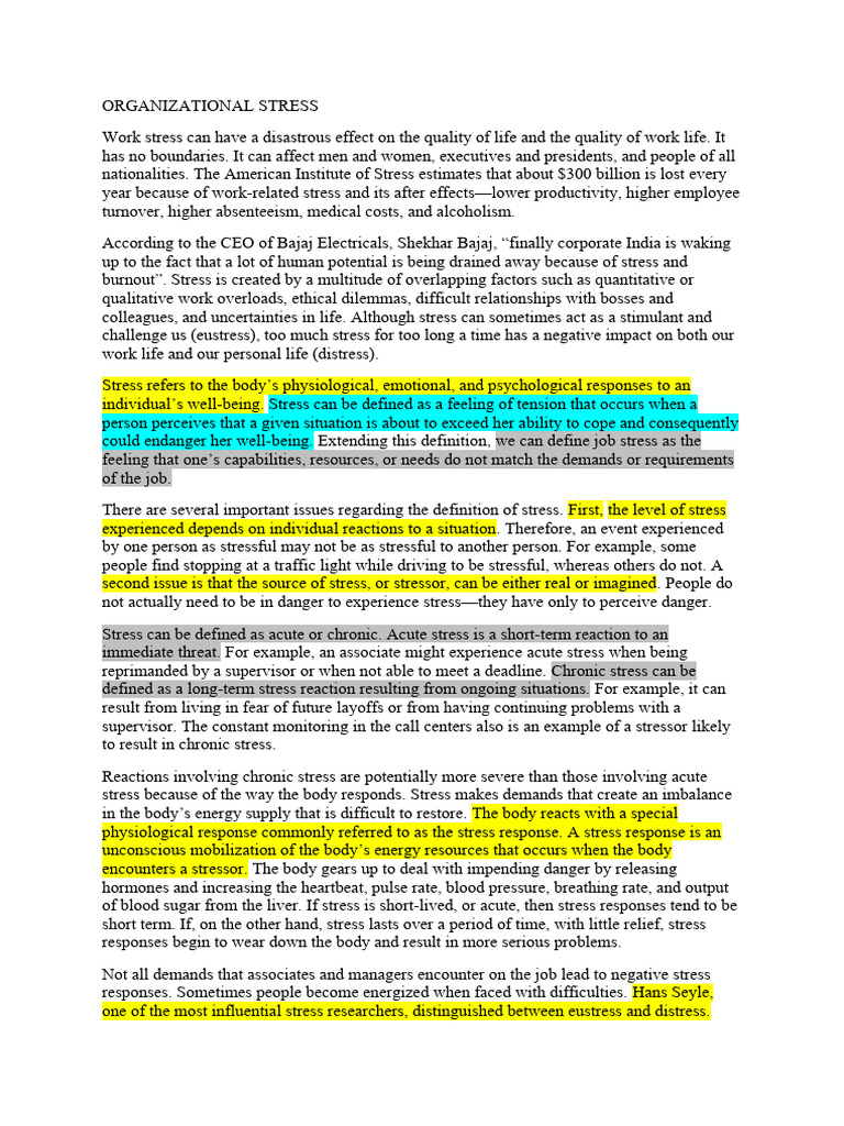 Stresss Notes | PDF | Stress (Biology) | Optimism