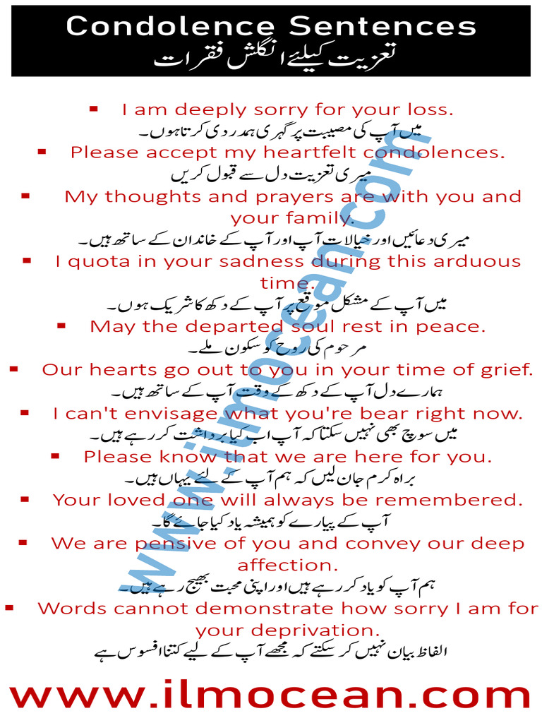 Condolence Sentences | PDF | Religious Belief And Doctrine