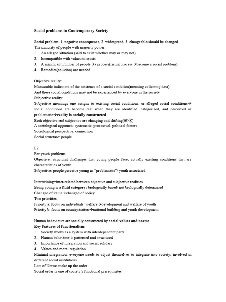 Social Problems in Contemporary Society | PDF | Economic Inequality ...